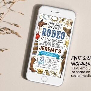 Second Rodeo Birthday Invitation Editable Template, Cowboy Saddle up ...