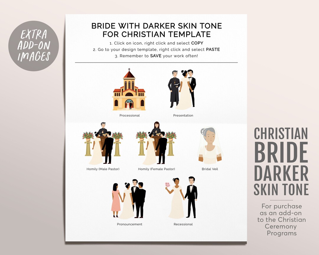 Christian Bride With Darker Skin Tone, Add-on Listing for the Christian ...