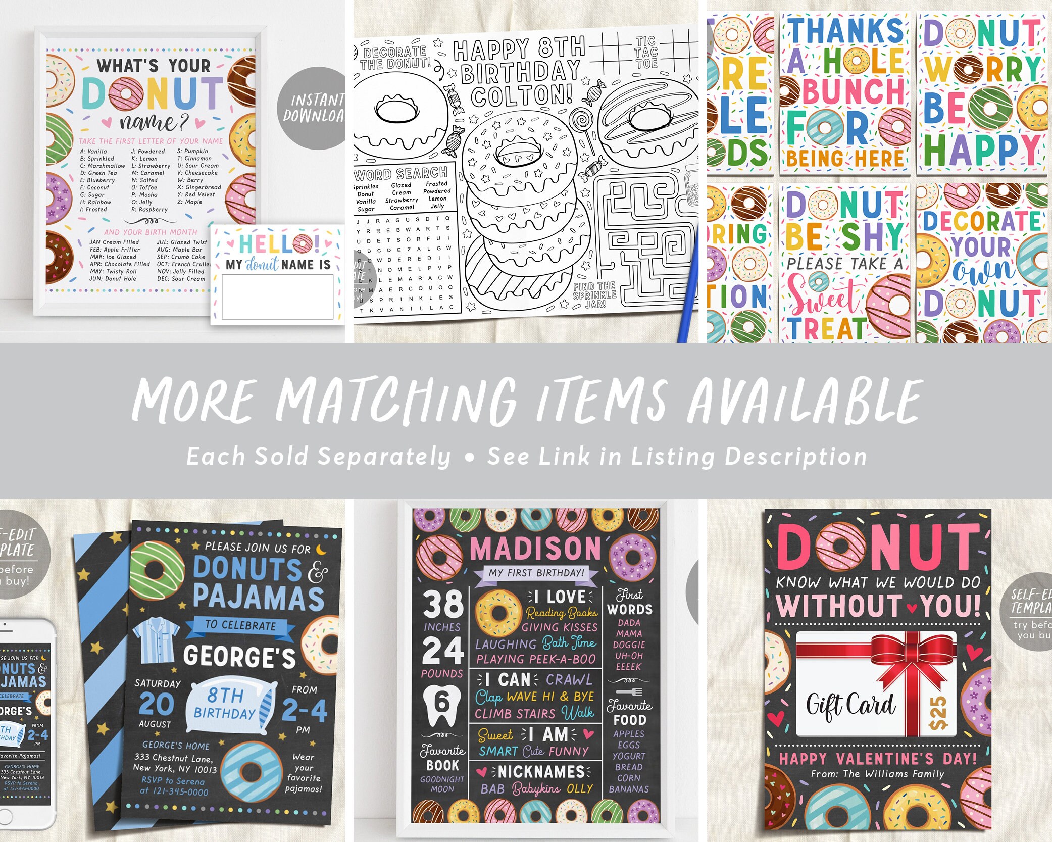 Donut Welcome Sign Boy Birthday Party Editable Template, Doughnut ...