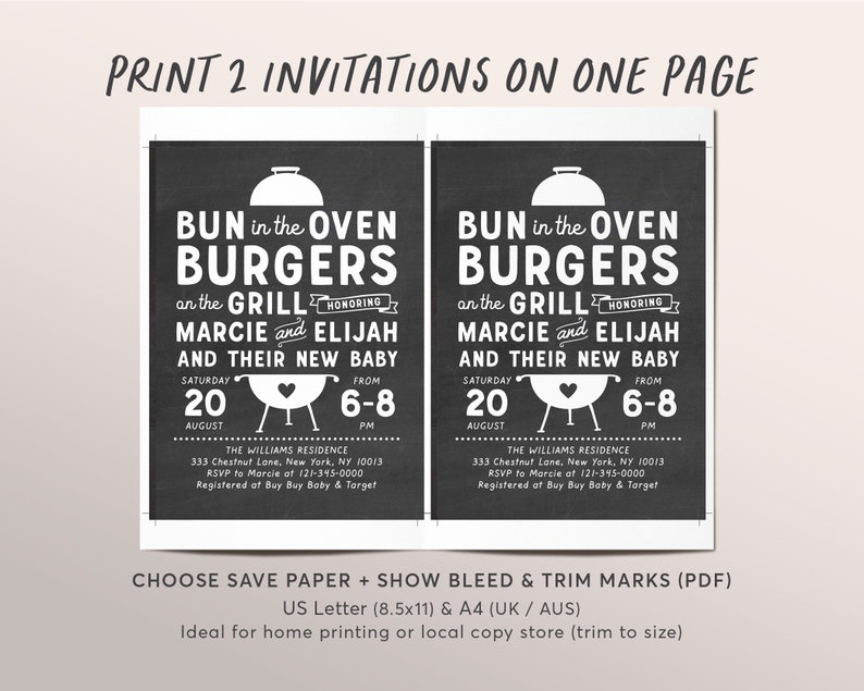 Editable Babyque BABY-Q BBQ Baby Shower Invitation Template - Etsy