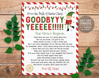 Goodbye Letter From Elf Editable Template, End of Christmas Farewell ...