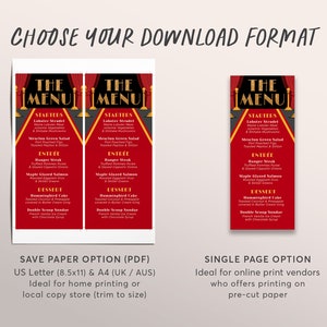Red Carpet Dinner Menu Editable Template, Hollywood VIP Pass Sweet ...