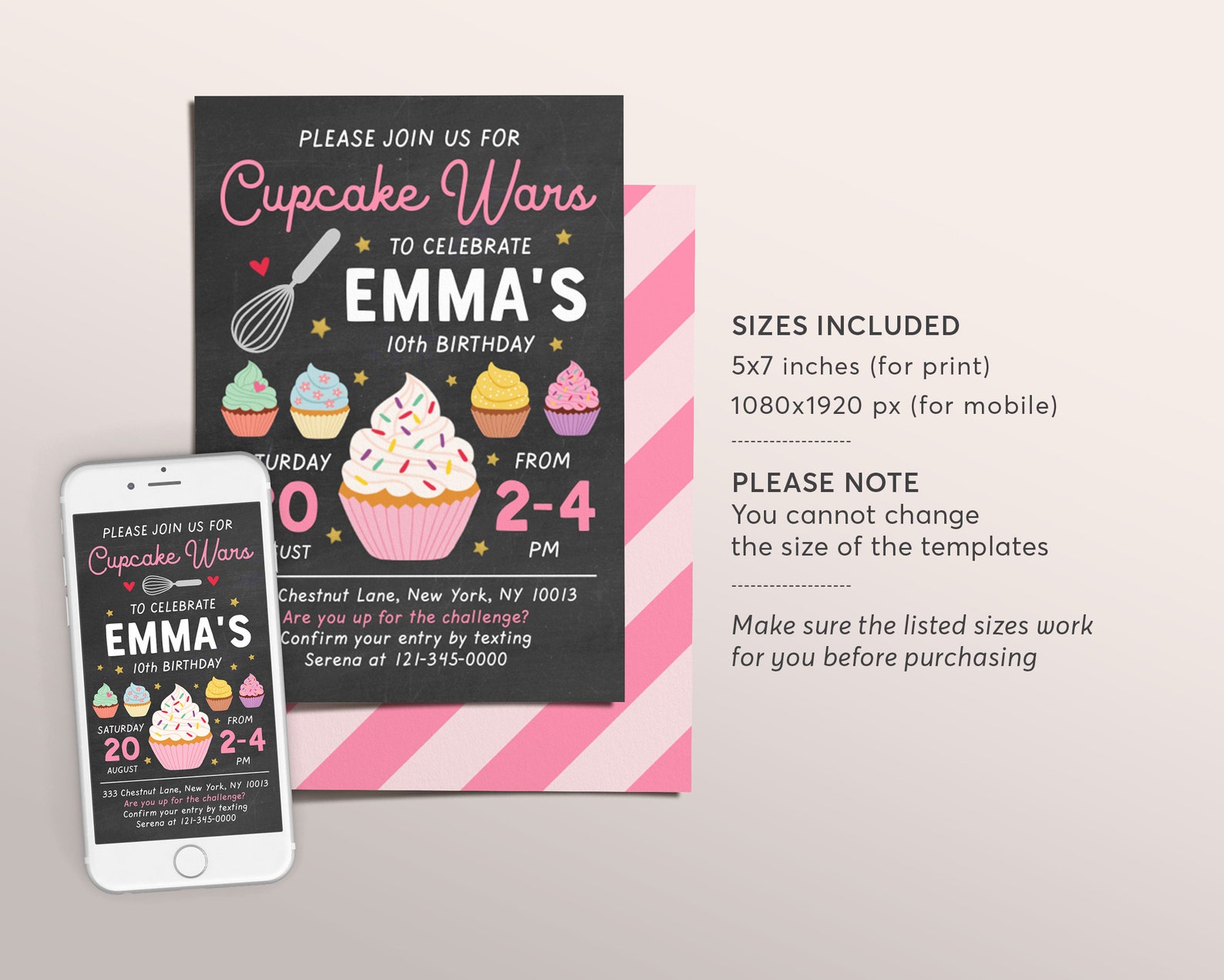 Editable Cupcake Wars Birthday Invitation Template, Cupcake Decorating ...