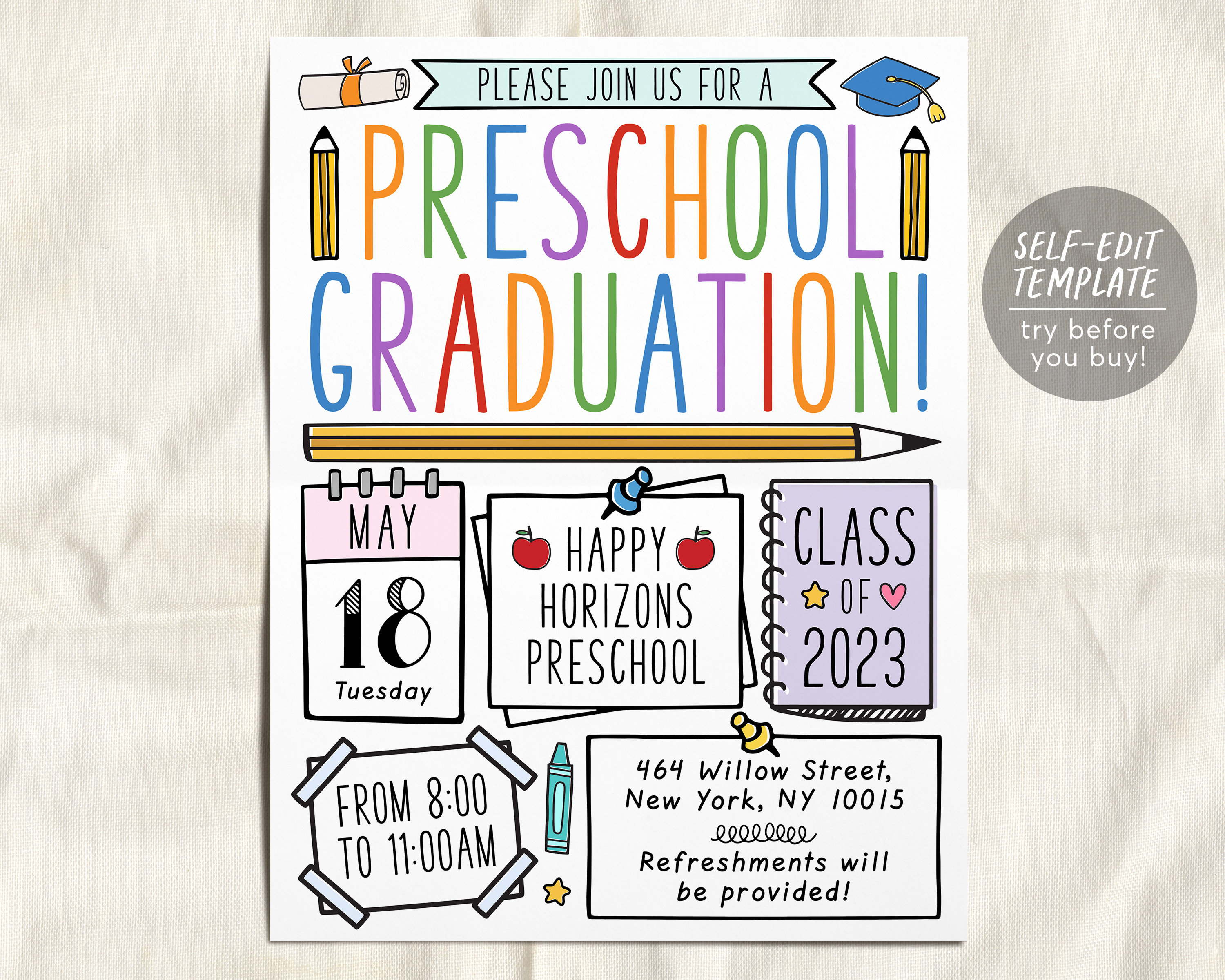 Preschool Graduation Ceremony BUNDLE Editable Template, Pre-k ...