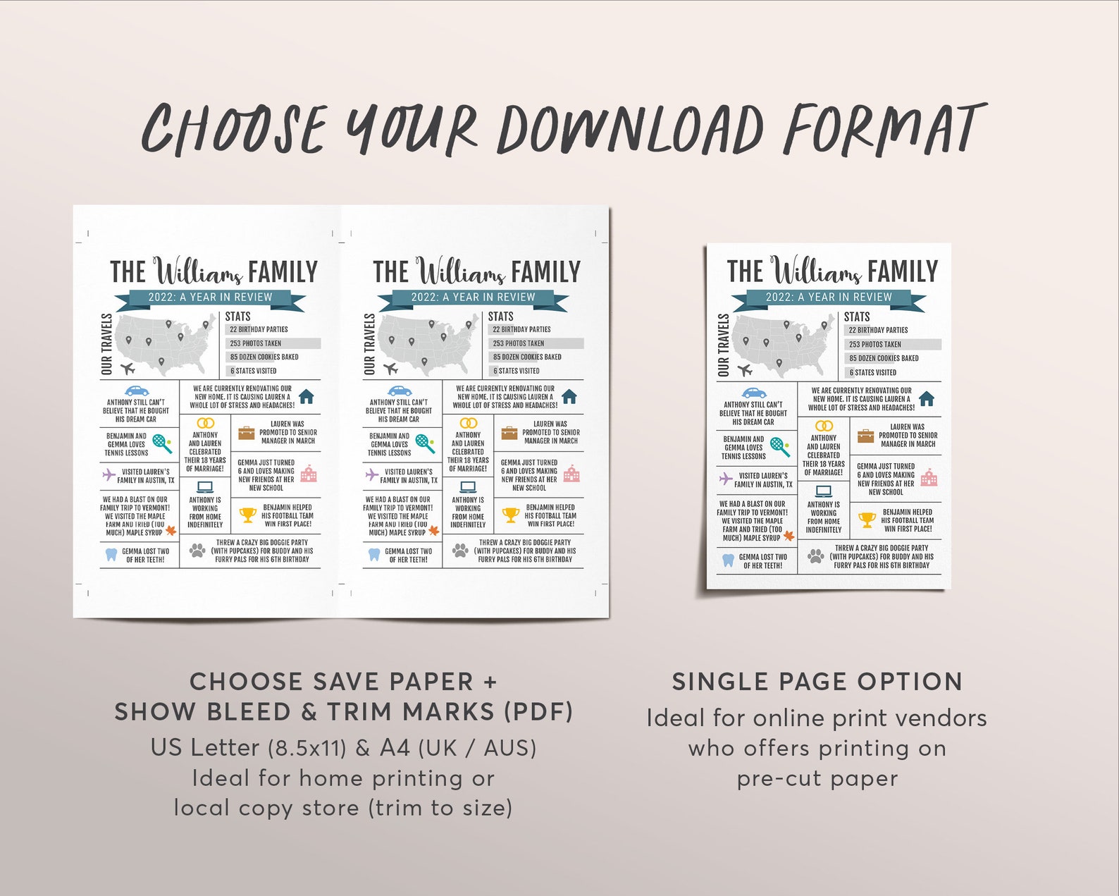 Year in Review Infographic Christmas Card Editable Template, Modern New ...