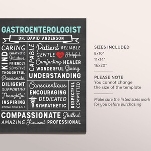 Editable Gastroenterologist Chalkboard Gift Print Template ...