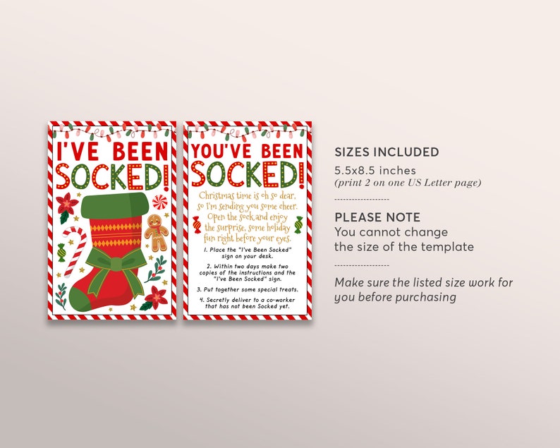 We've Been Socked Christmas Office Party Game Editable Template, I've ...