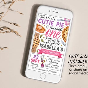 Cutie Pie First Birthday Invitation With Photo Editable Template, Fall ...