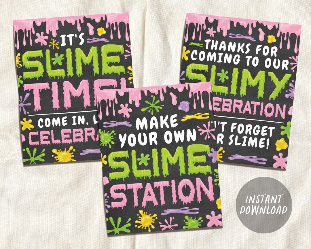 Slime Signs Printable, GIRL Birthday Party Slime Decorations, It's ...