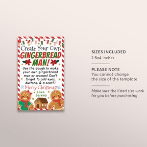 Create Your Own Gingerbread Man Gift Tags Editable Template, Winter ...