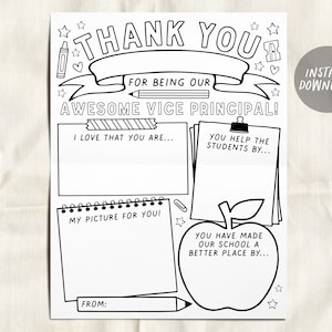 Principal Appreciation Day Thank You Printable, Vice Assistant ...
