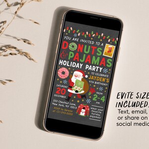 Donuts and Pajamas Party Invitation Editable Template, Holiday Brunch ...