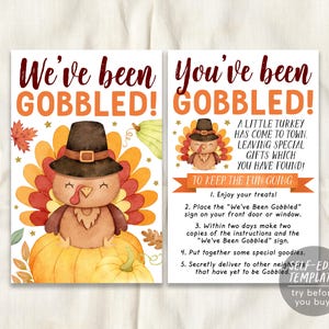 We've Been Gobbled Game Editable Template, You've Been Gobbled Turkey ...