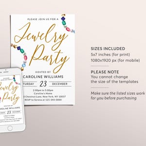 Jewelry Party Invitation Editable Template, Jewelry Making Workshop ...