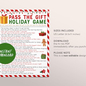 Pass the Gift Holiday Game Printable, Pass the Present Office Coworker ...
