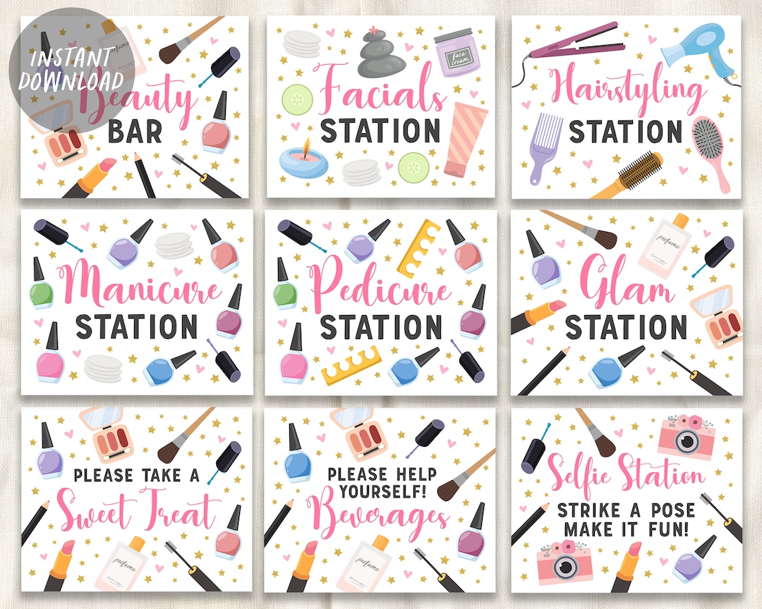 Spa Party Birthday Signs Decor BUNDLE for Birthday Party, Facial ...