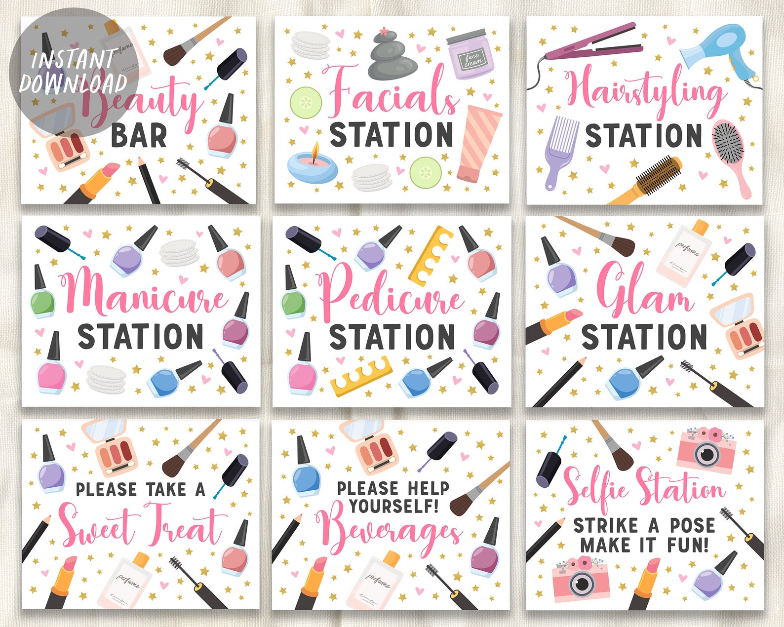 Spa Party Birthday Signs Decor BUNDLE for Birthday Party, Facial ...