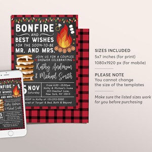 Christmas Bonfire Couples Shower Invitation Editable Template, Wedding ...