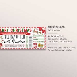 Christmas Fun Day Ticket Editable Template, Surprise Day of Fun With ...