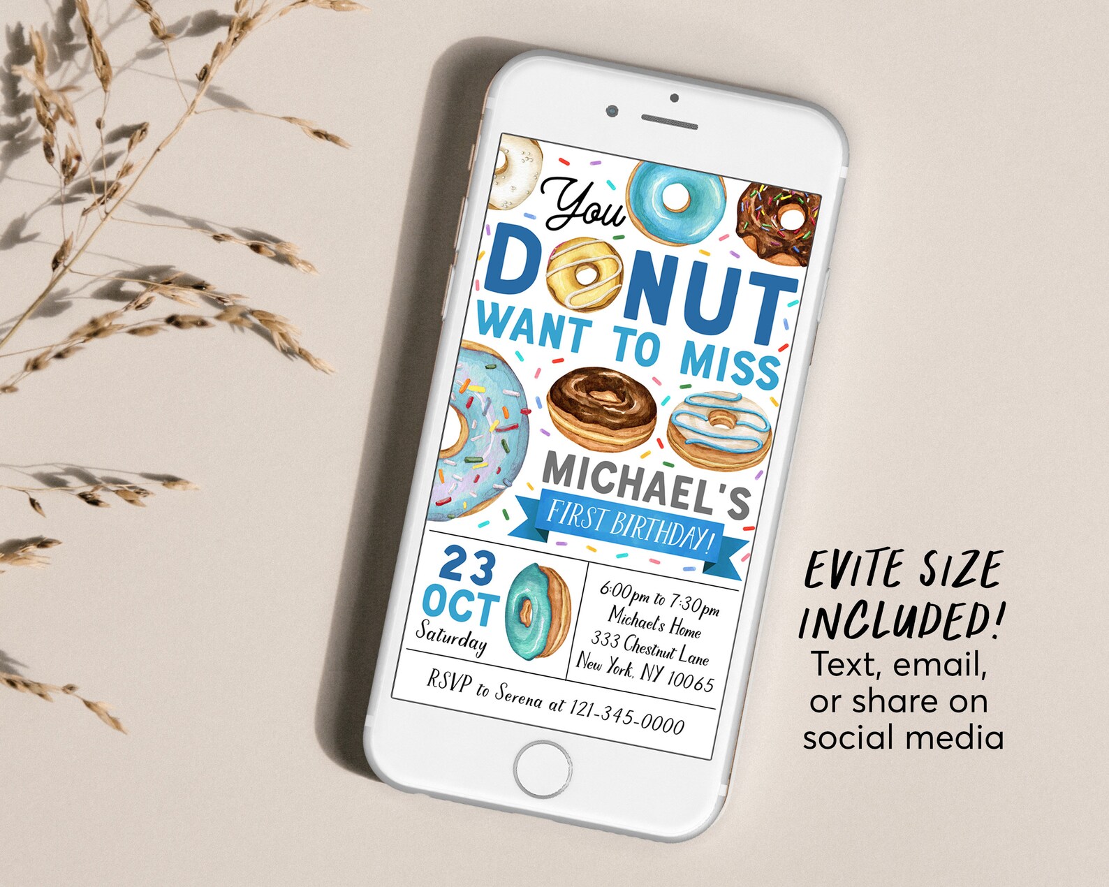 Donut Birthday Invitation Editable Template, Boy You Donut Want to Miss ...