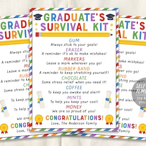 New Graduate Survival Kit Editable Template, Graduation Gift Idea ...