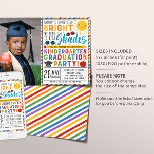 Kindergarten Graduation Party Invitation With Photo Editable Template ...