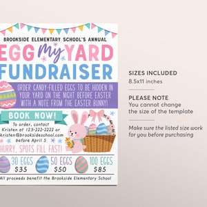 Egg My Yard Easter Fundraiser Flyer Editable Template, Easter Egg Drop ...