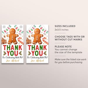 Gingerbread Birthday Party Favor Tags Editable Template, Christmas ...