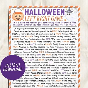 Halloween Left Right Game, Left Right Story Pass the Gift Prize ...