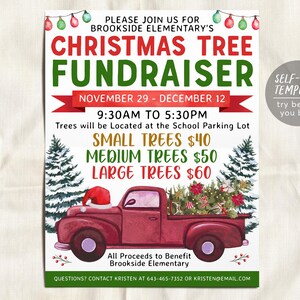 Christmas Tree Fundraiser Flyer Editable Template, Holiday Xmas Plant ...