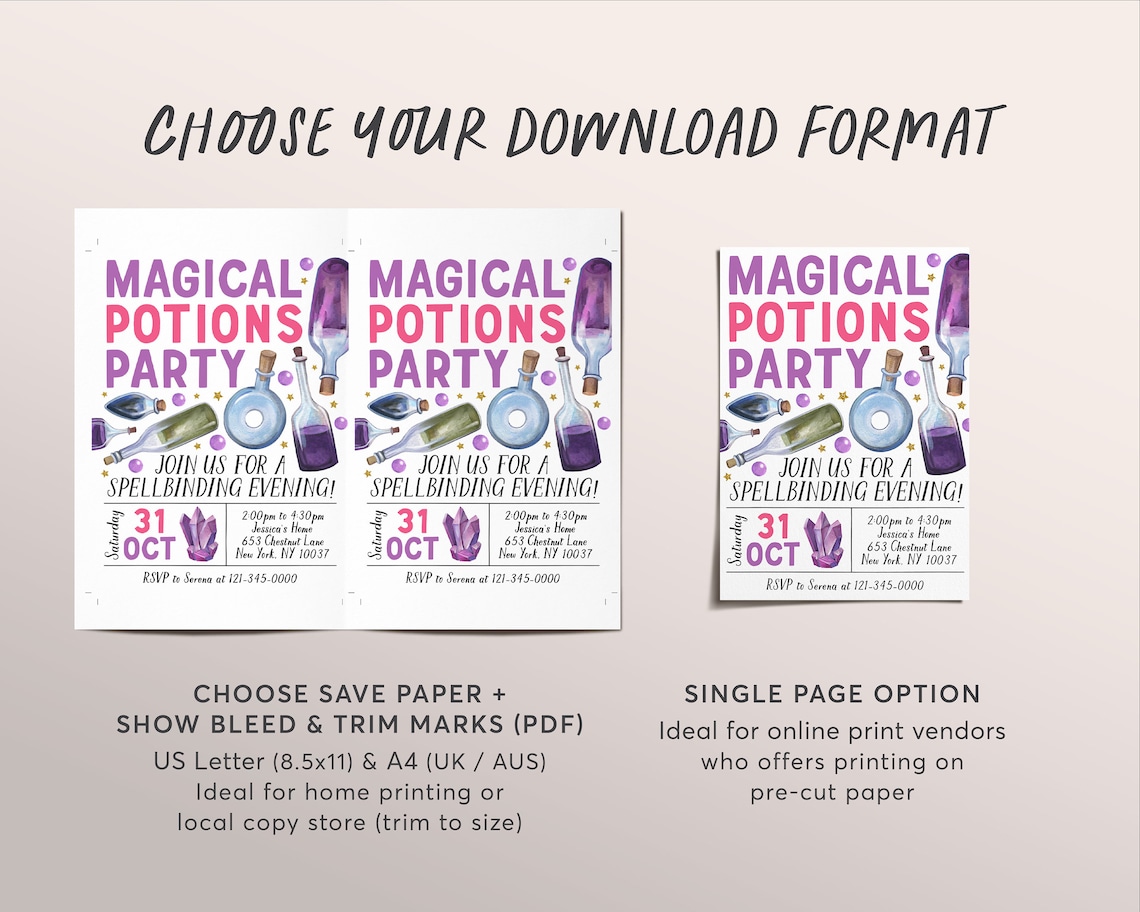 Magic Potion Party Invitation Editable Template, Magical Potions ...