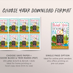 Thank You for Helping Us Bloom Gift Tags Editable Template, Floral ...