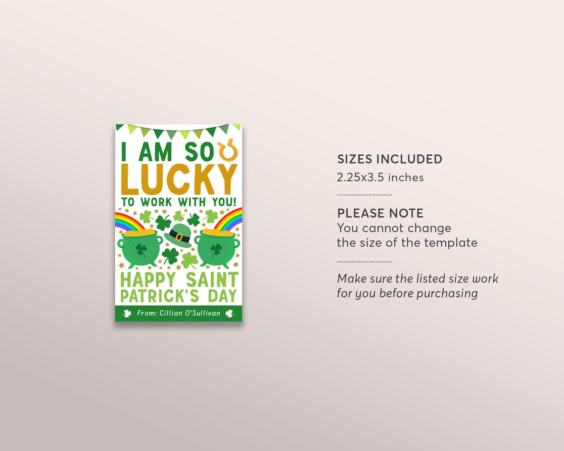 St Patrick's Day Coworker Gift Tags Editable Template, Shamrock Rainbow ...