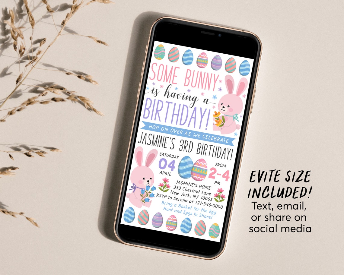 Easter Birthday Birthday Invitation Editable Template Spring - Etsy