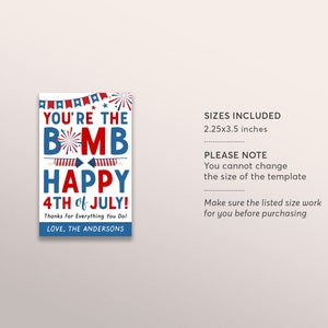 4th of July Gift Tag Editable Template, Patriotic Fourth of July You're ...