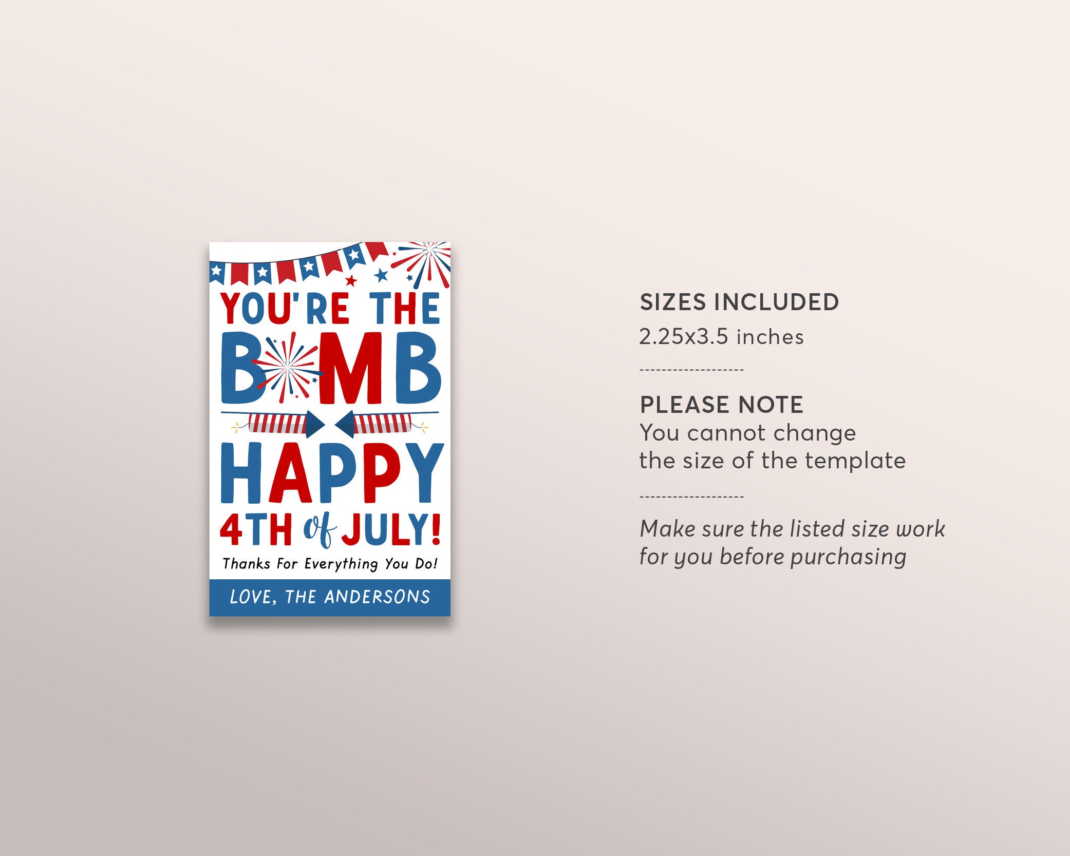 4th of July Gift Tag Editable Template, Patriotic Fourth of July You're ...