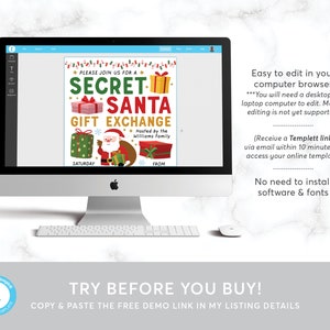 Secret Santa Gift Exchange Invitation Editable Template - Etsy