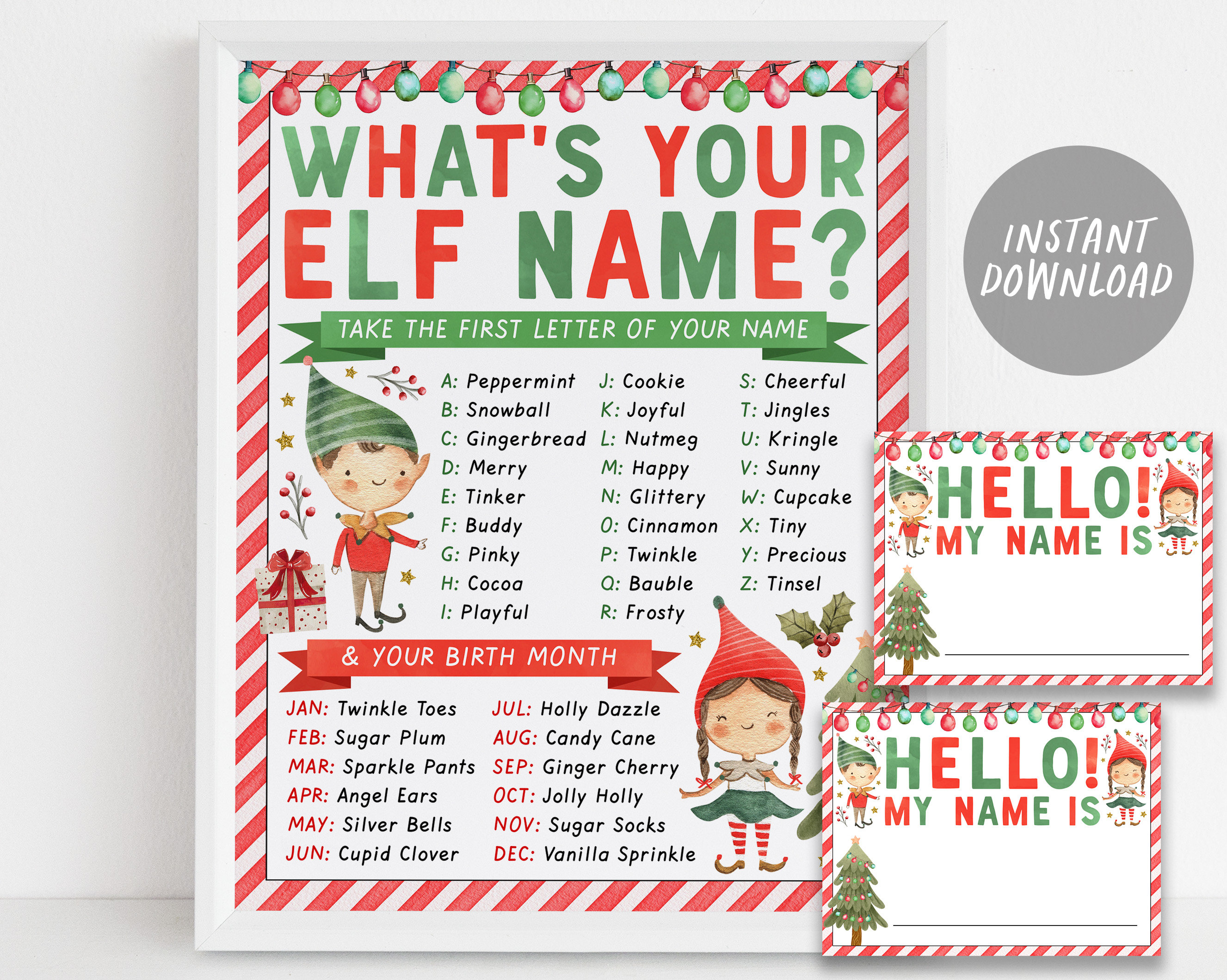 What's Your Elf Name Game, Elves Christmas Party Activity Game With ...
