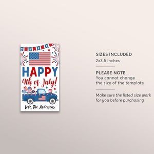 4th of July Favor Tags Editable Template, Patriotic Fourth of July ...