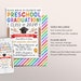 Preschool Graduation Invitation Editable Template, Pre-k Kindergarten ...