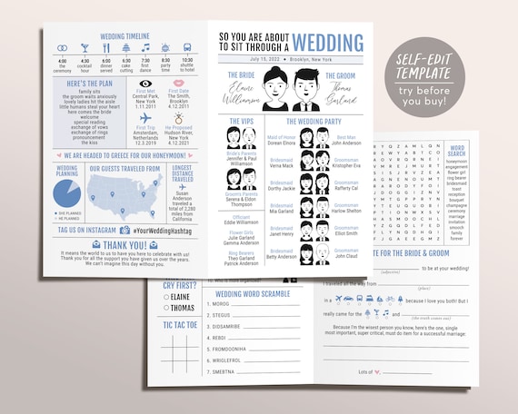 Infographic Wedding Program Etsy