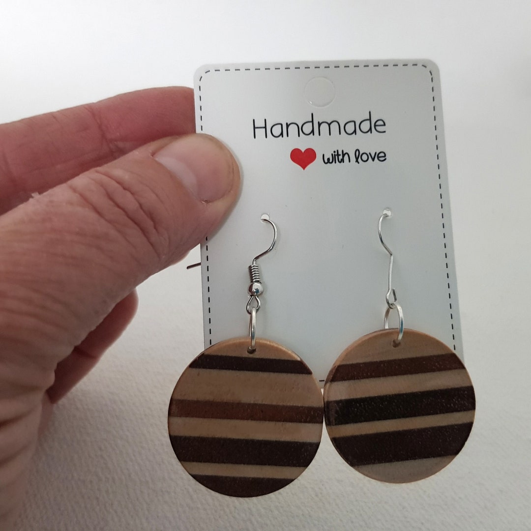 Wooden Earrings, Various Types of Wood, Woodturning, Handmade, Unique ...