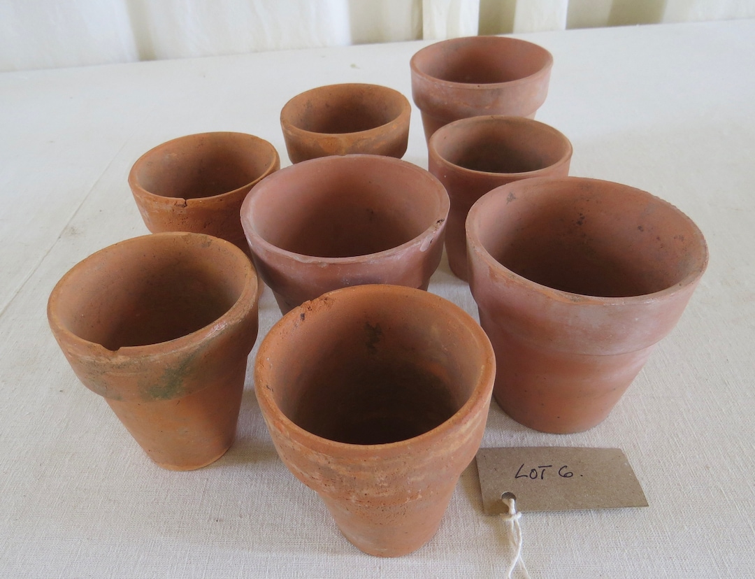 Old English Flower Pots / 8 Vintage Terracotta Pots Square Edge ...