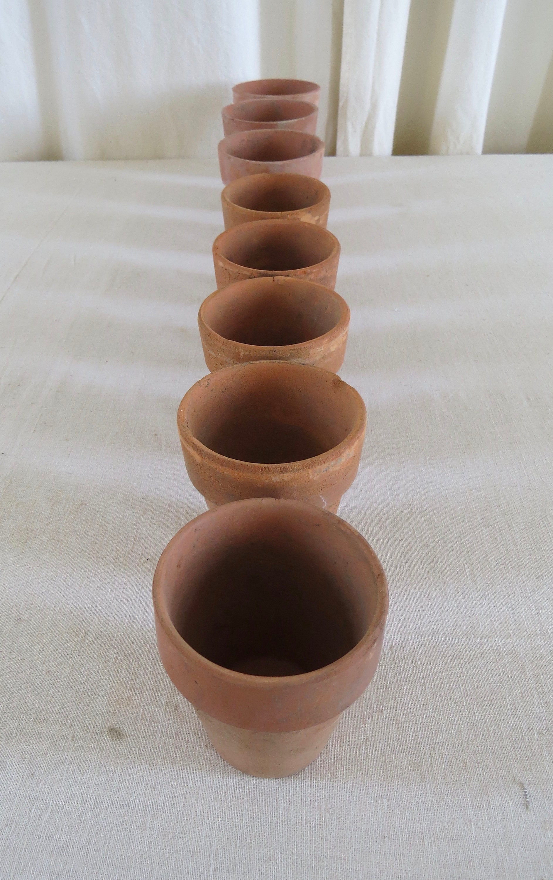 Old English Flower Pots / 8 Vintage Terracotta Pots Square Edge ...