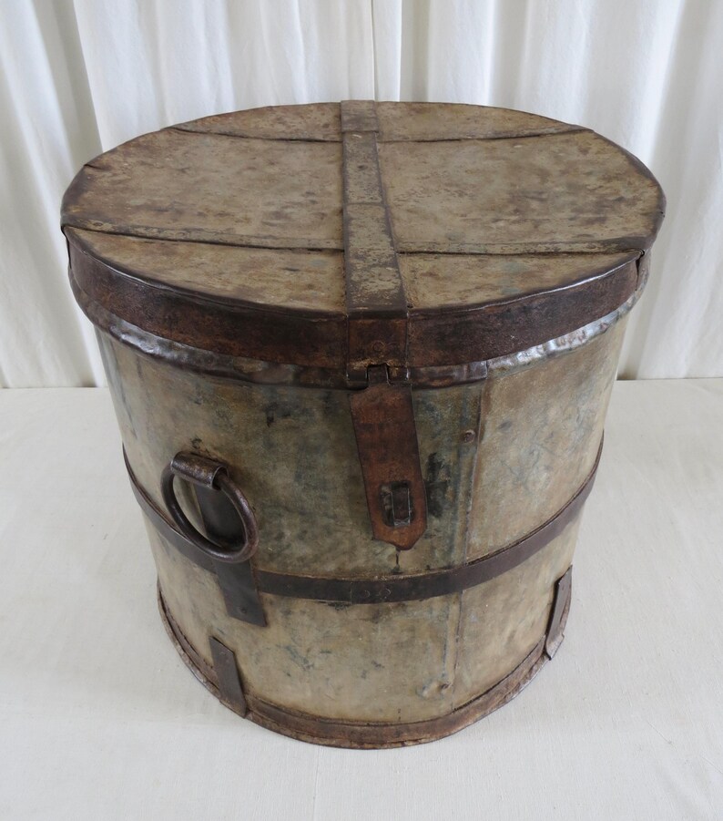 METAL STORAGE BIN. Indian Antique Grain Bin, Late 19th Century. - Etsy