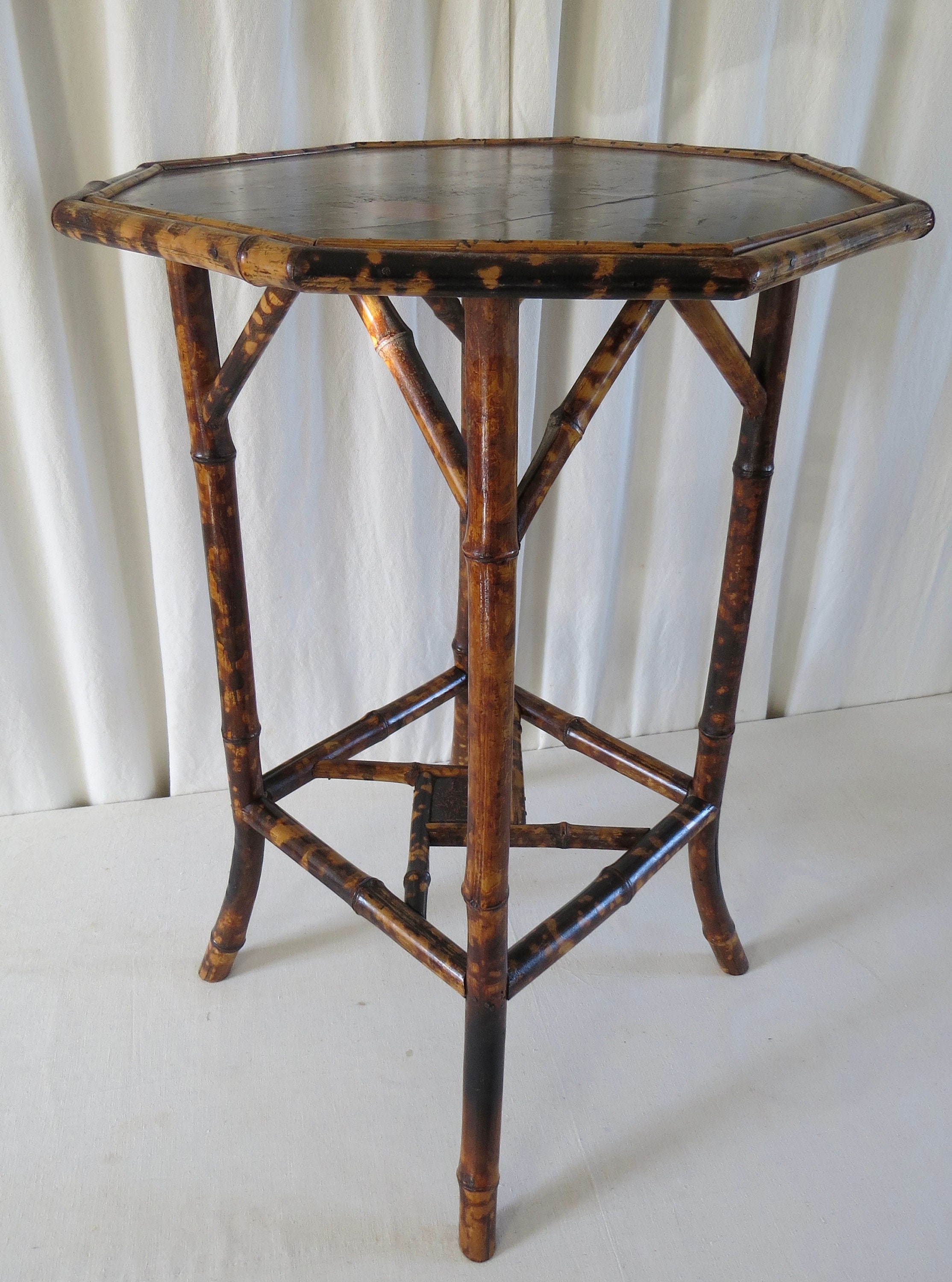 BAMBOO OCTAGONAL TABLE, Chinoiserie Decorated Antique, Late 19th ...