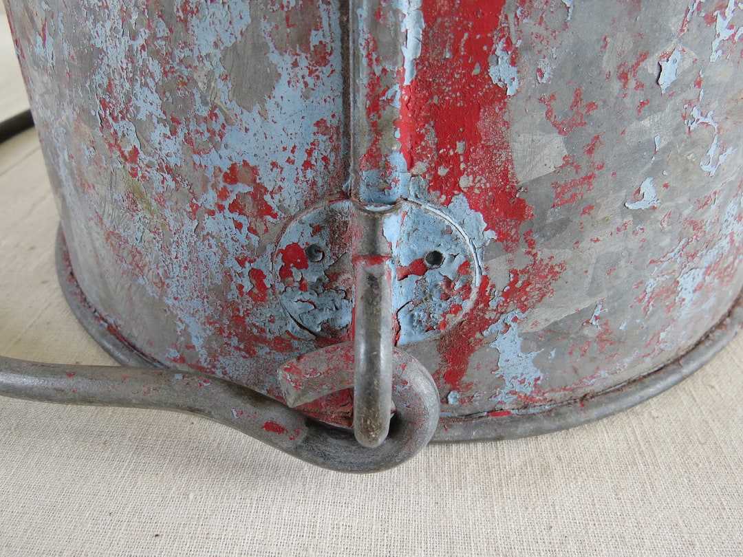 French Vintage Galvanised Fire Bucket / Distressed Old Fire Bucket 1920 ...