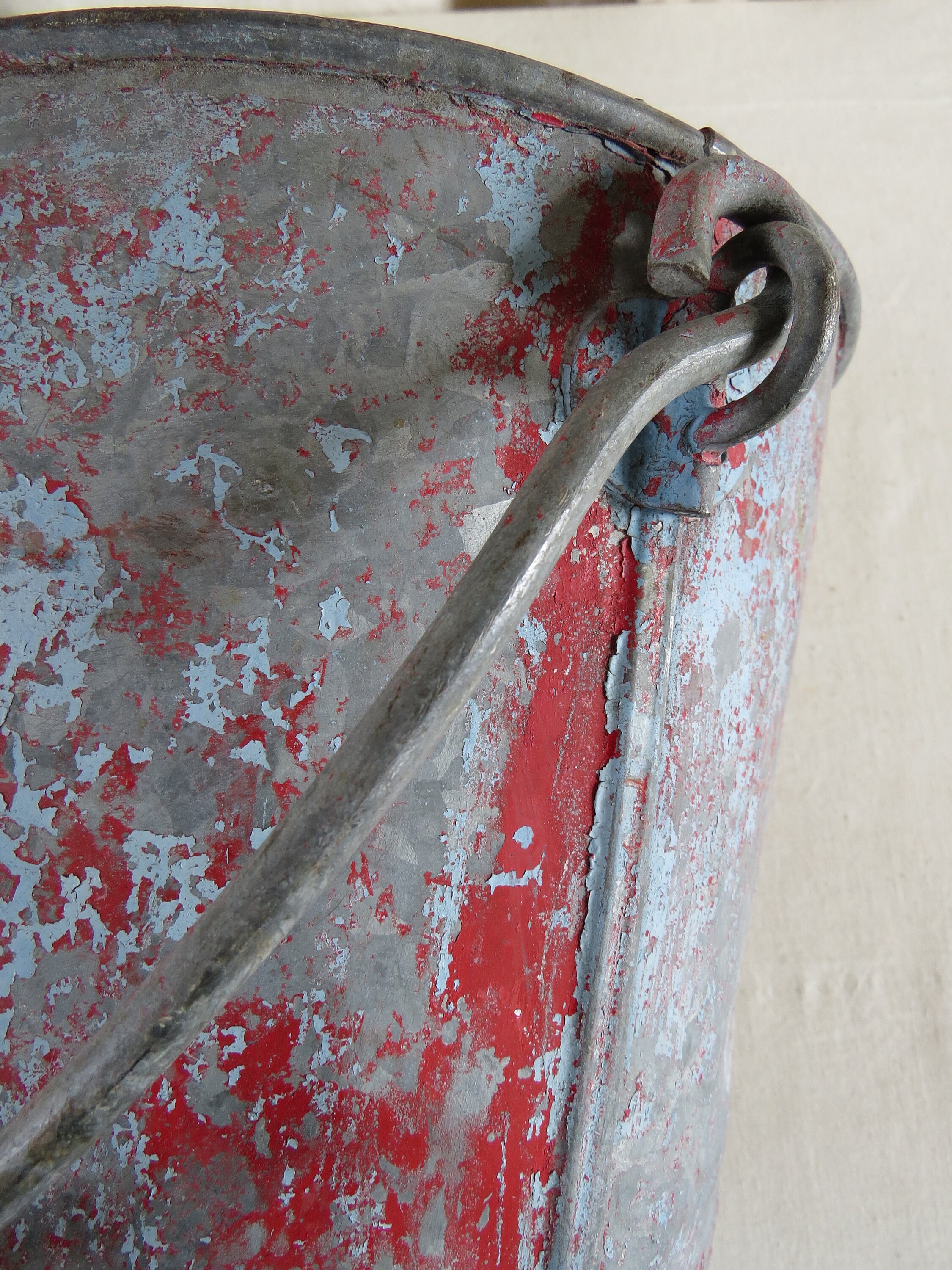 French Vintage Galvanised Fire Bucket / Distressed Old Fire Bucket 1920 ...