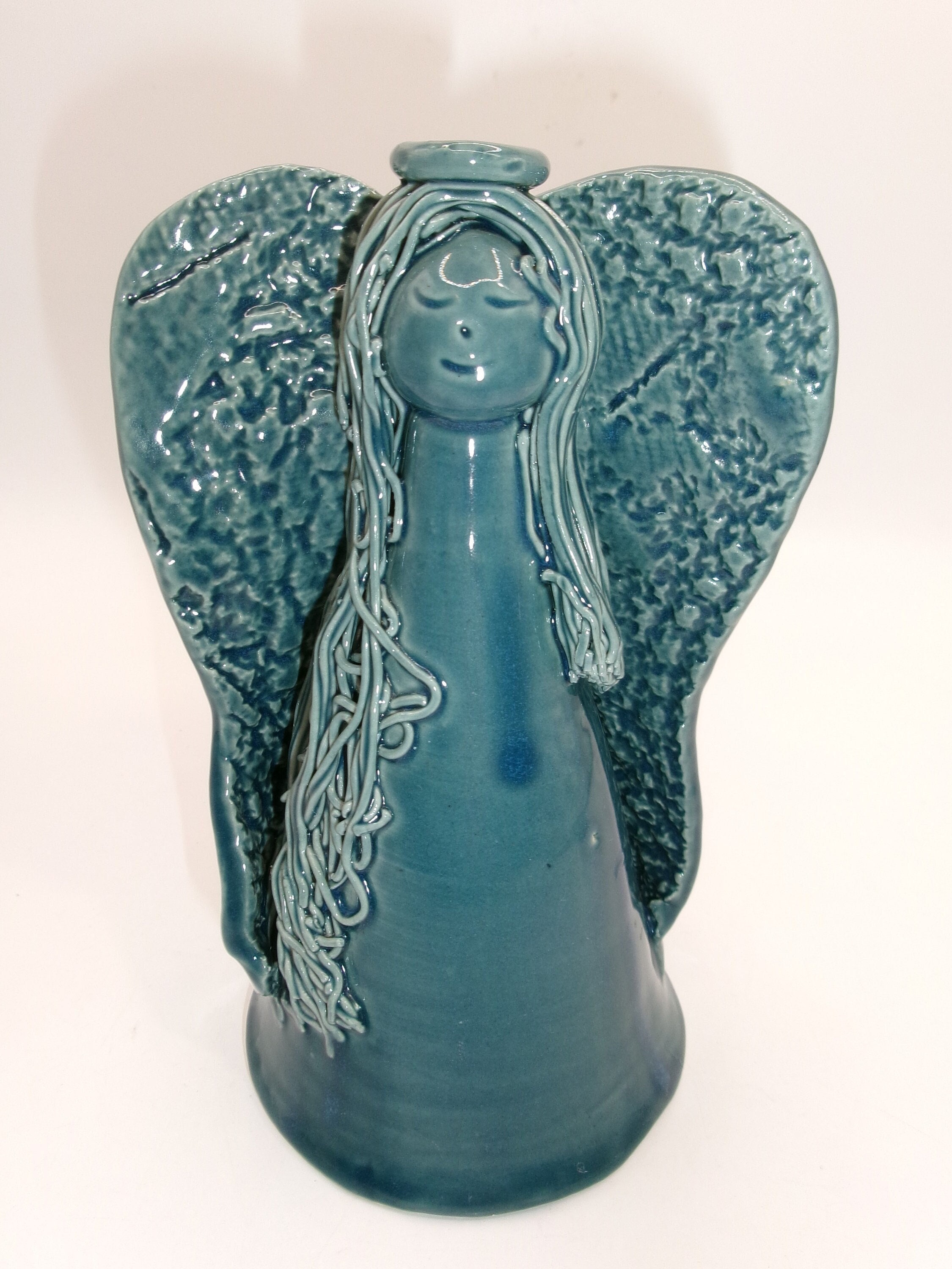 Thou Art Pottery Blue Angel Ceramic Figurine Signed Jerry Pruitt 1999 ...