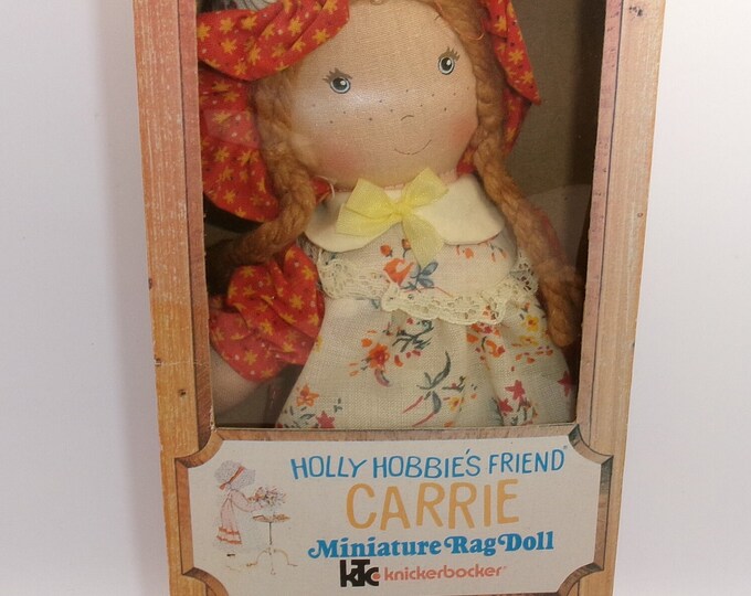 Vintage Holly Hobbie Friend Carrie Miniature Rag Doll 8 Knickerbocker ...